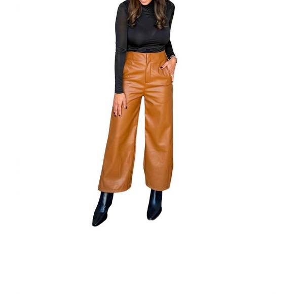 glam | Pants & Jumpsuits | New Glam Cropped Faux Leather Pant In Camel ...